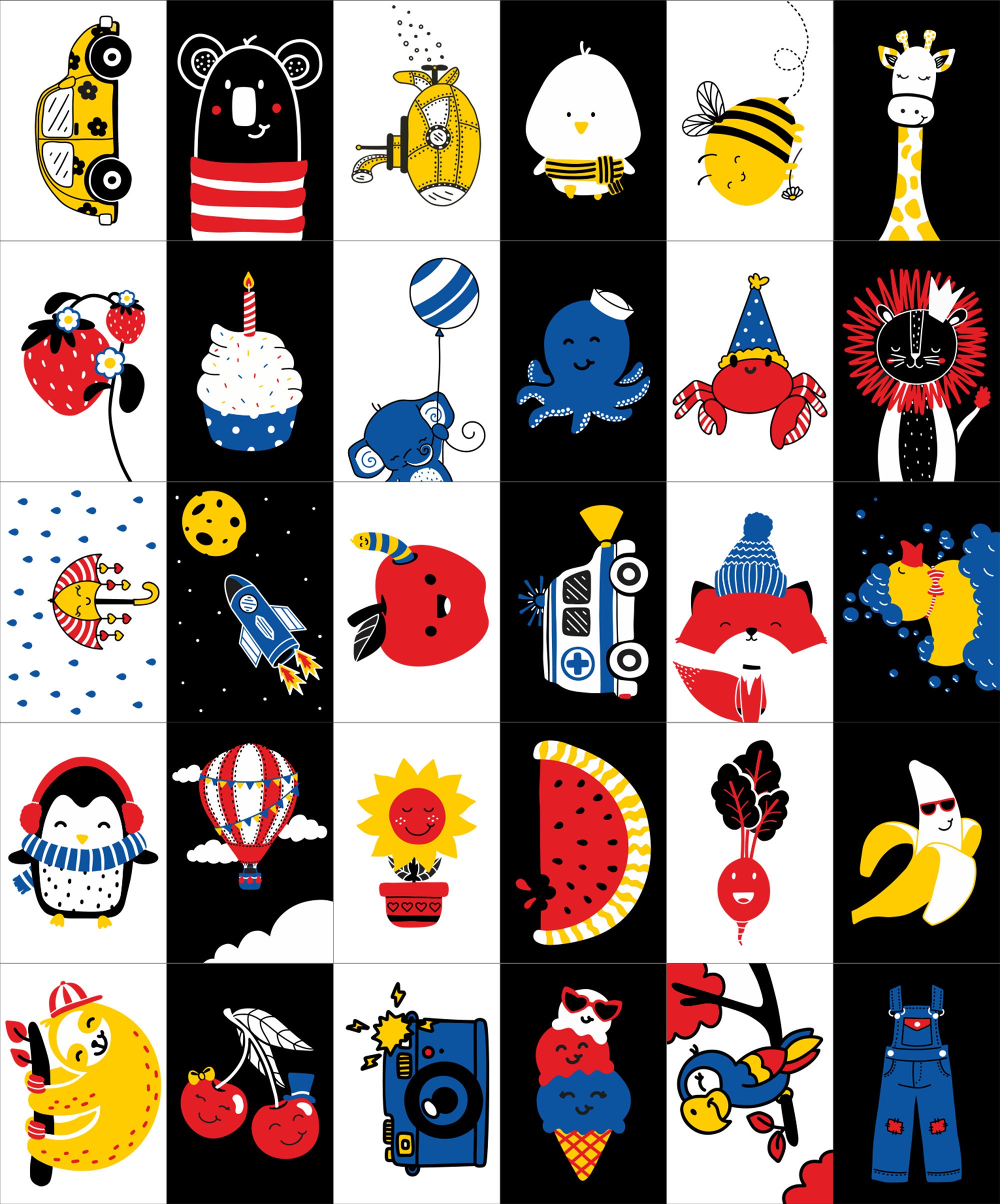 PRINTABLE 30 Colored High Contrast Baby Montessori Sensory Cards for 3 ...