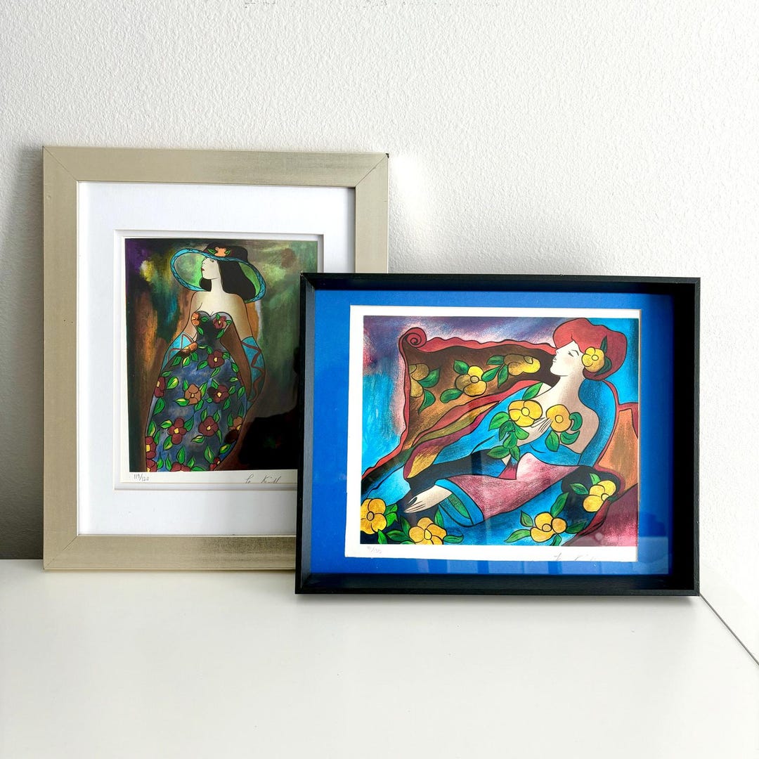 2 Framed Linda Le Kinff Art Serigraphs Signed & Numbered Vintage 90s - Etsy