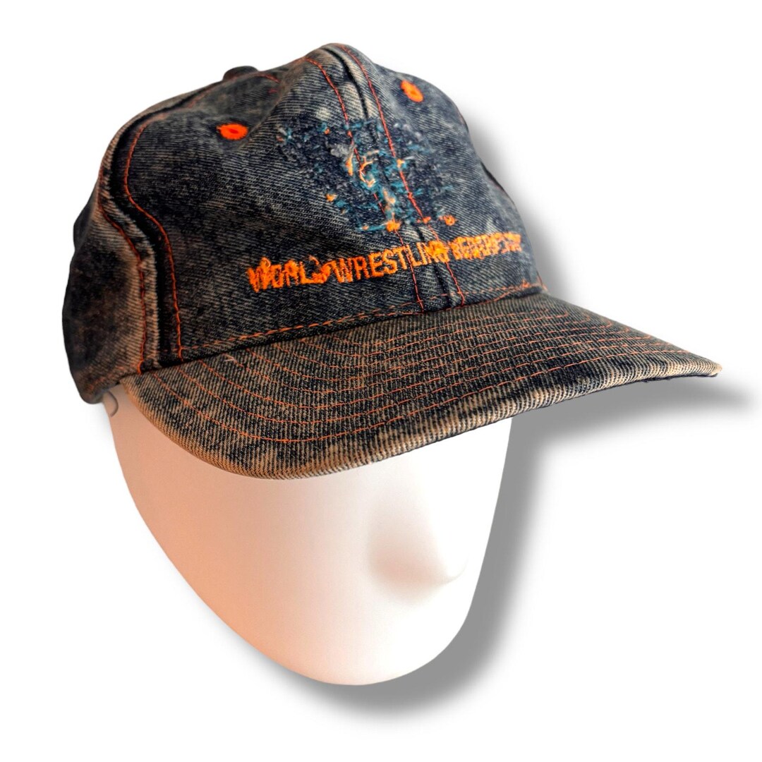 WWF Stonewash Denim Snapback Hat Vtg 90s World Wrestling Federation WWE ...