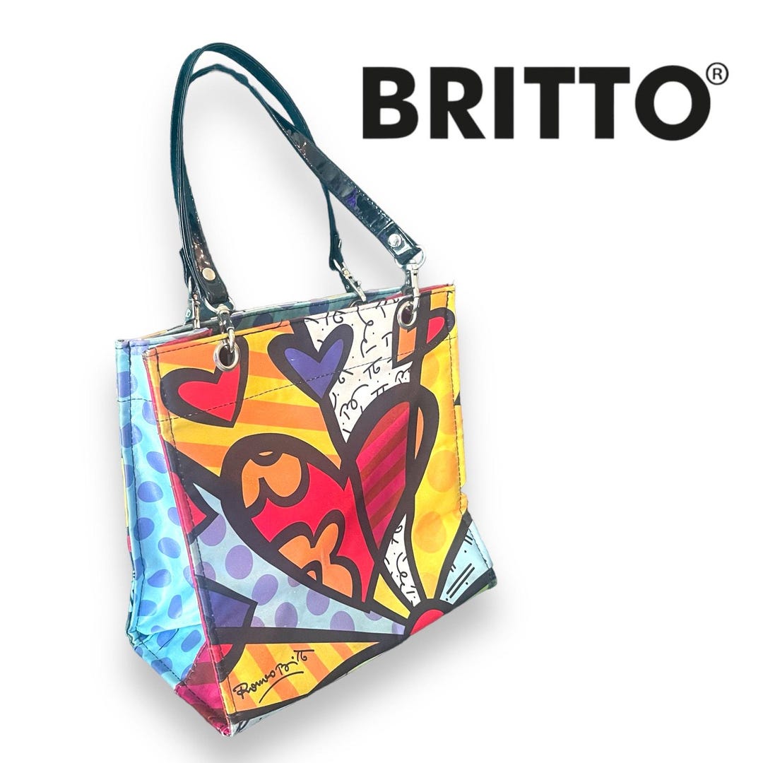 Romero Britto Mini Tote Bag "a New Day" Purse Handbag Top Handle Signed ...