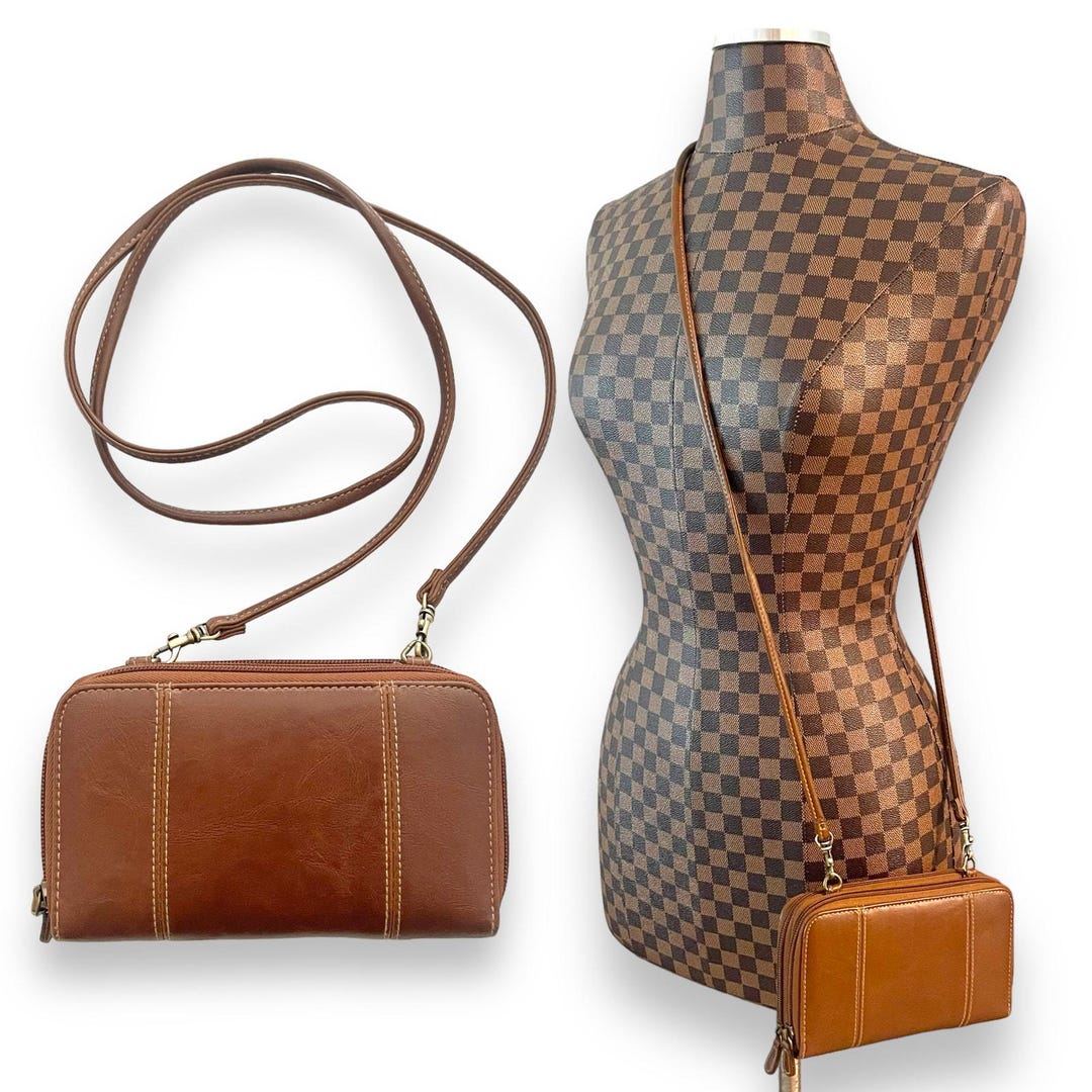 Vintage Cherokee Crossbody Wallet Bag Purse Brown Faux Leather Handbag ...