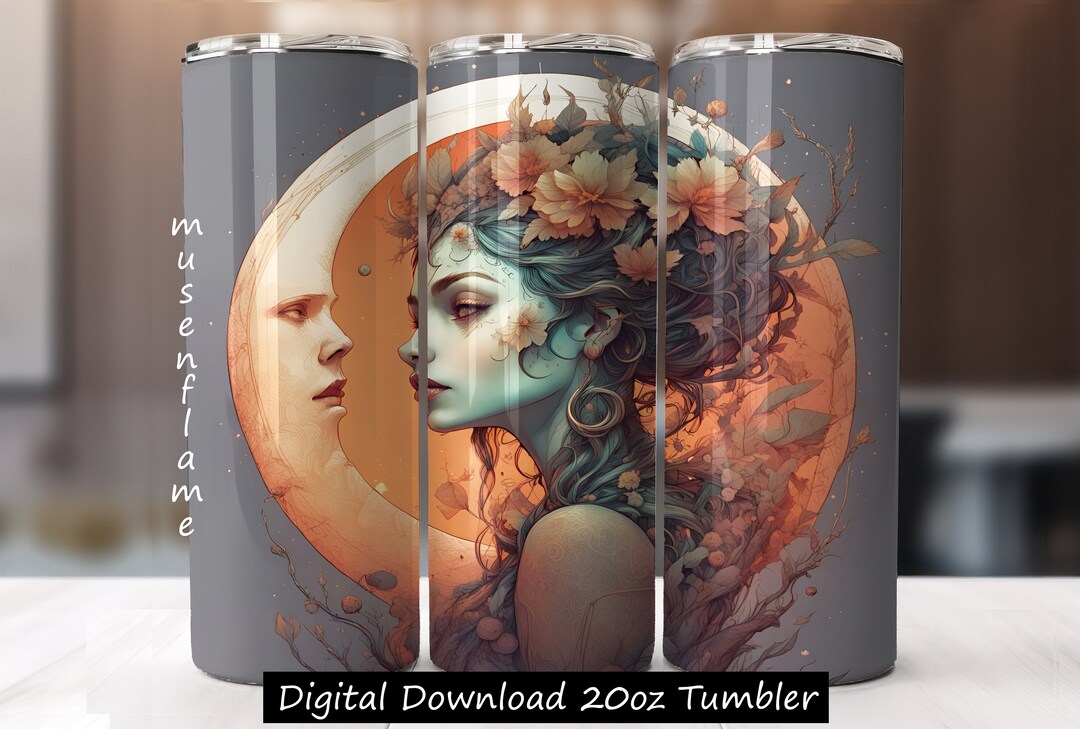 Moon Goddess 20 Oz Skinny Tumbler Sublimation Design Digital - Etsy