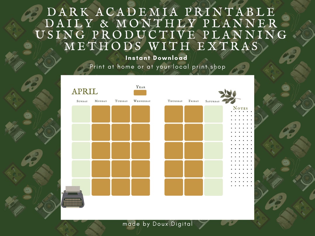 Dark Academia Downloadable Printable Planner Undated 2023 2024 - Etsy