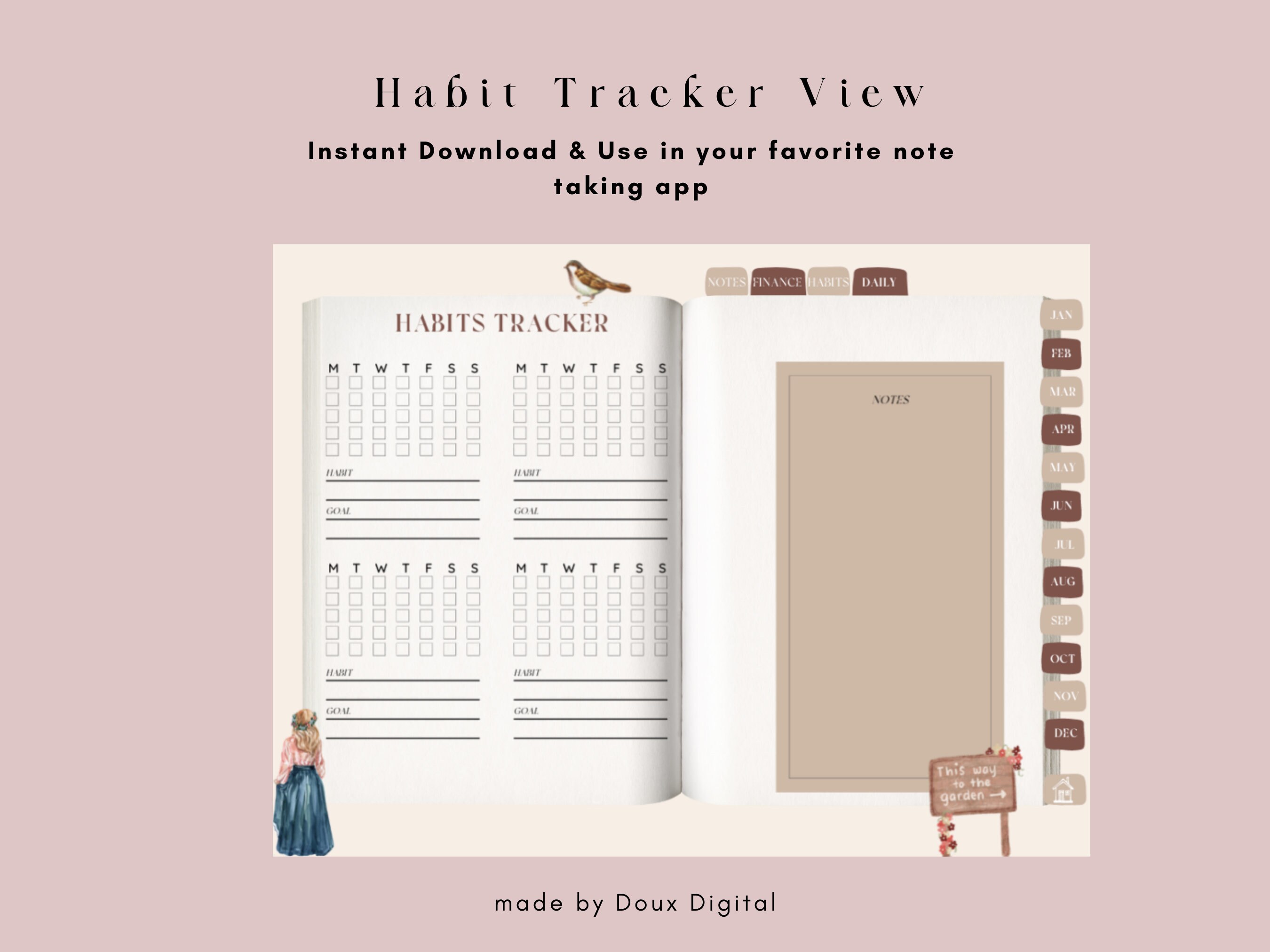 Cottagecore Digital Planner Undated 2023 2024 Mid Year iPad - Etsy