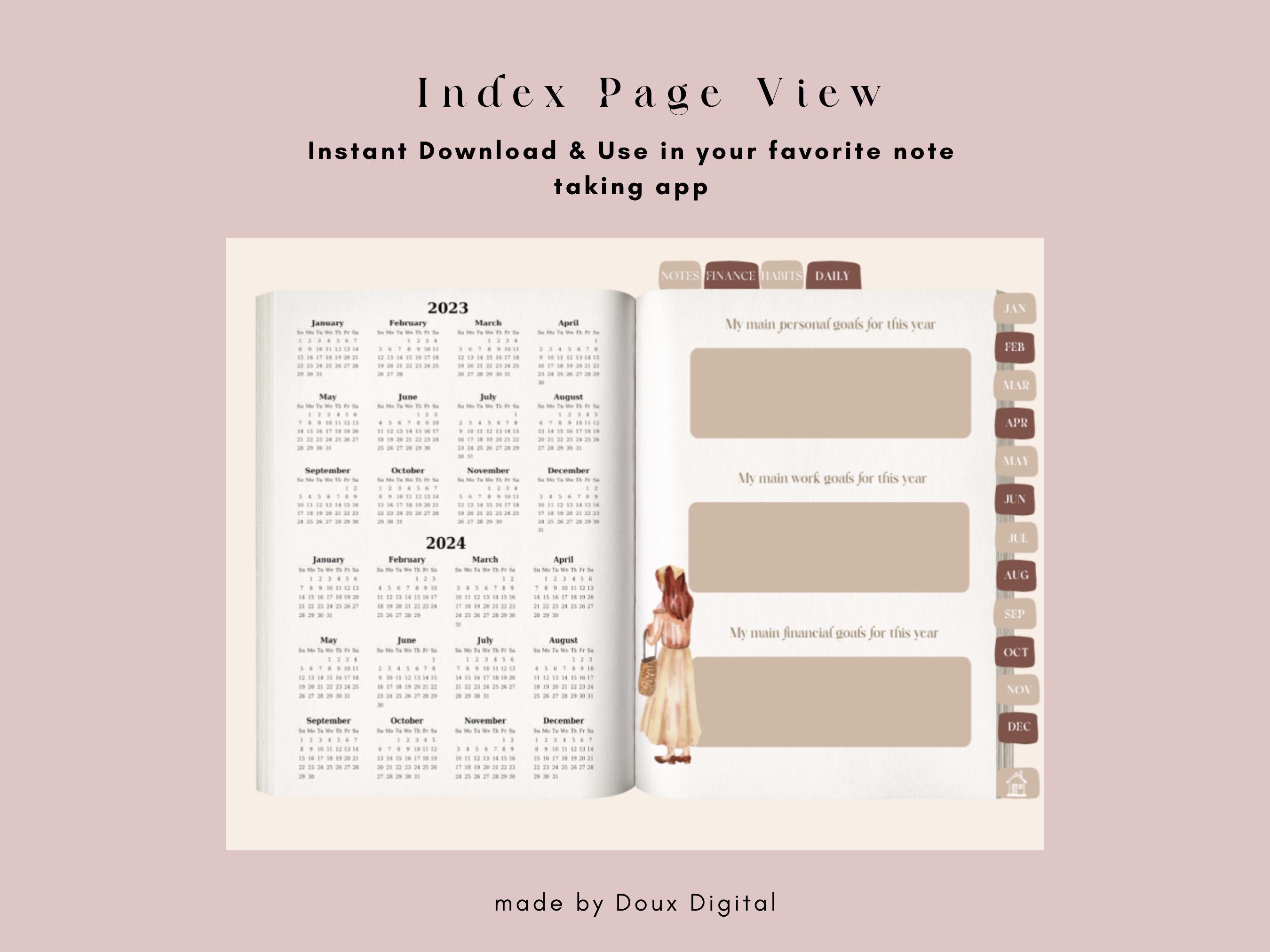 Cottagecore Digital Planner Undated 2023 2024 Mid Year iPad - Etsy