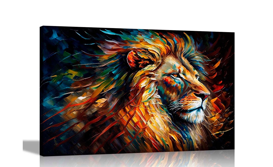 Majestic Lion Gaze Canvas Print – Colorful Abstract Lion Art - Etsy UK