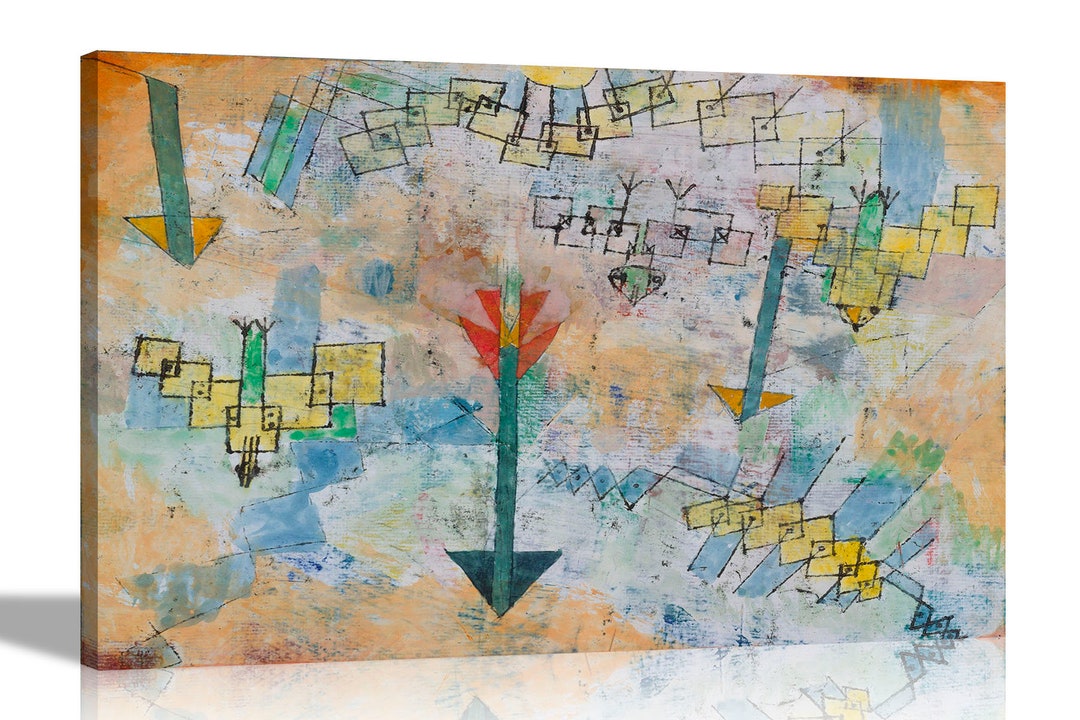 Birds Swooping Down and Arrows by Paul Klee Abstract Canvas Art Prints ...