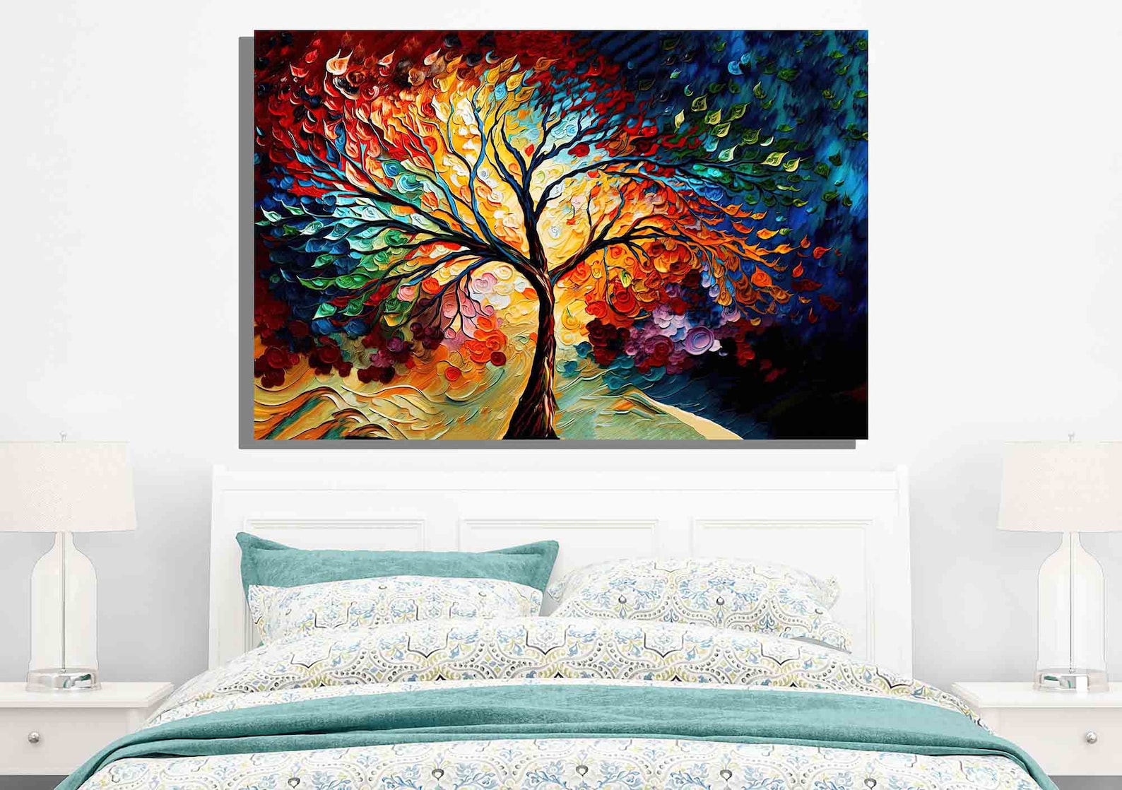 Artley Prints - Abstract Tree of Life Colourful Canvas Wall Art for ...