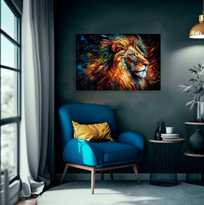 Majestic Lion Gaze Canvas Print – Colorful Abstract Lion Art - Etsy UK