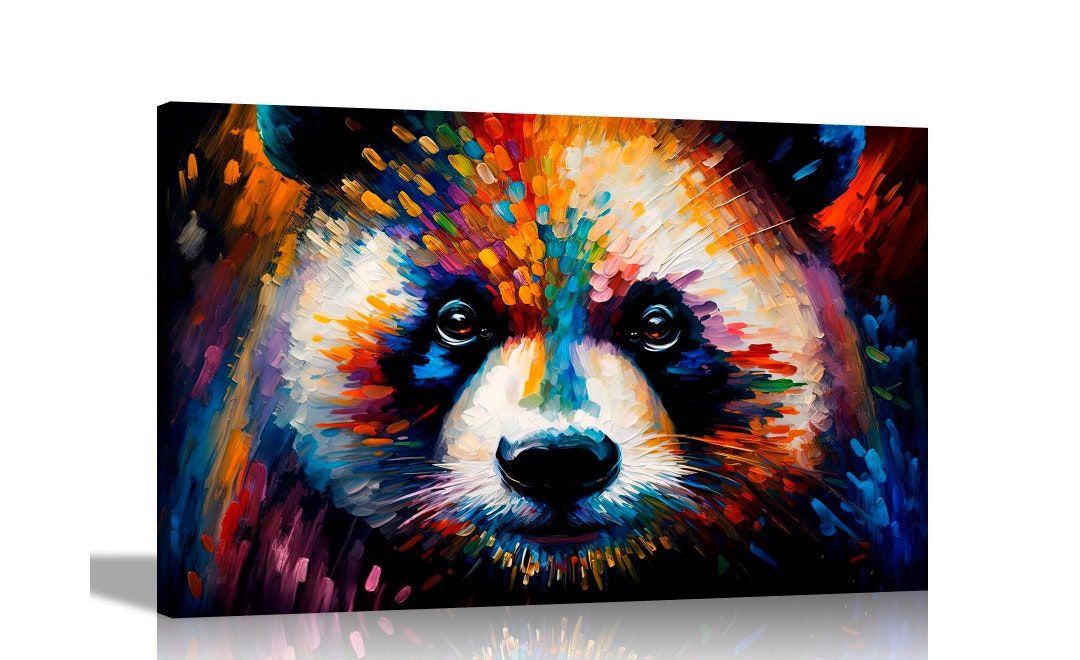 Artley Prints Panda Portrait Colourful Canvas Pictures for Walls Art ...