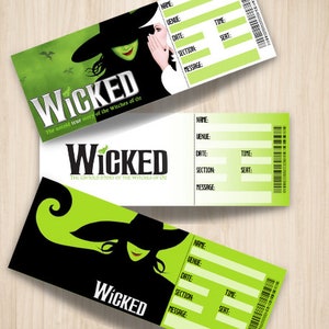Wicked Musical PDF Instant Download Digital Editable & Printable Ticket ...