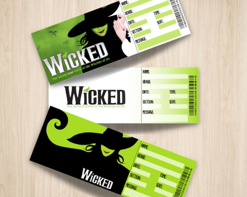 Wicked Musical PDF Instant Download Digital Editable & Printable Ticket ...