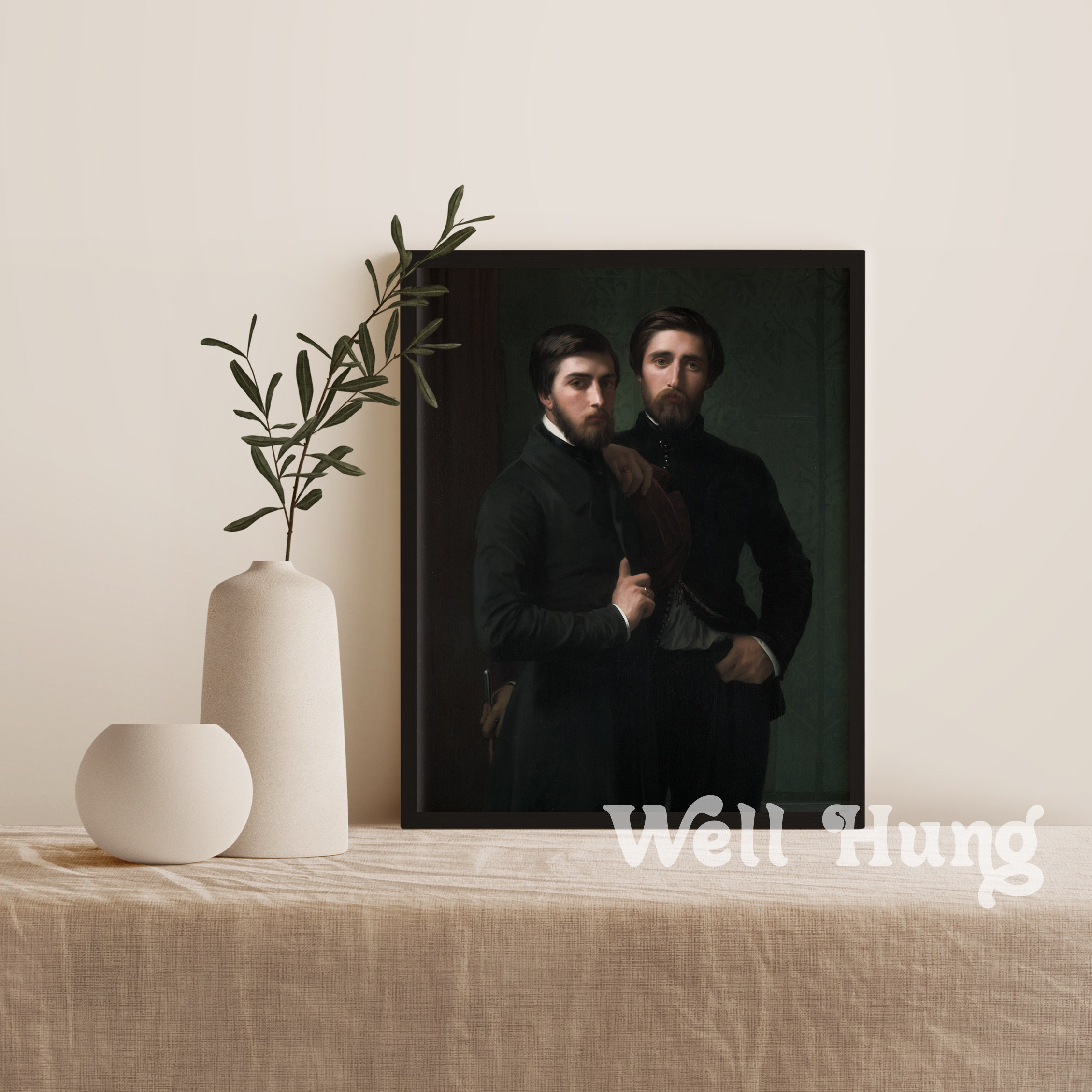 Vintage Oil Painting of Two Victorian Men | Dark Academia Wall Art ...