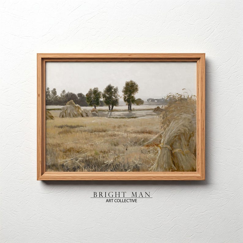 Vintage Wheat Field Oil Painting: Antique Landscape Art (printable Art ...