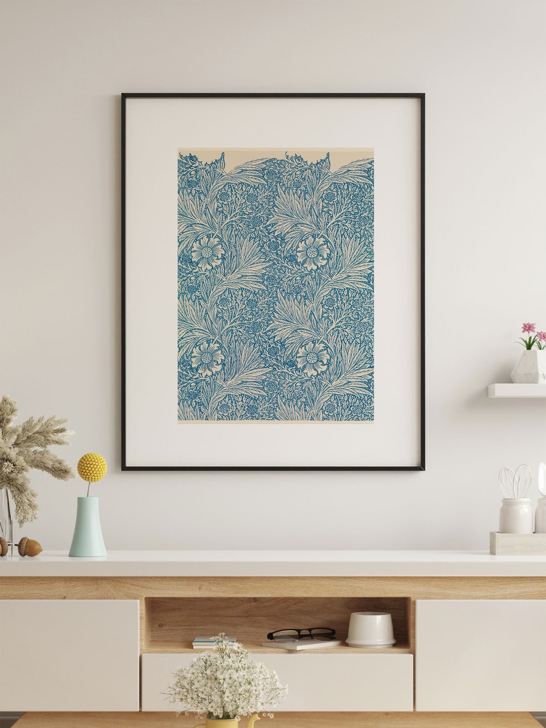 Textile Print Vintage Printable Tapestry Art Print Neutral Botanical ...