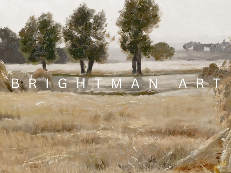 Vintage Wheat Field Oil Painting: Antique Landscape Art (printable Art ...