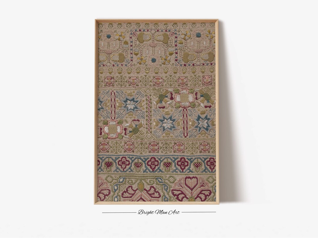 Textile Print Vintage Printable Tapestry Art Print Neutral Botanical ...