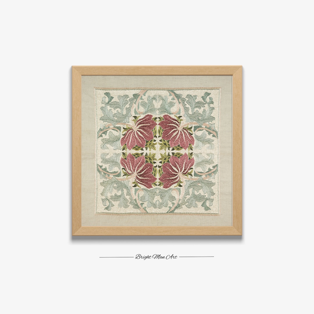 Textile Print Vintage Printable Tapestry Art Print Neutral Botanical ...