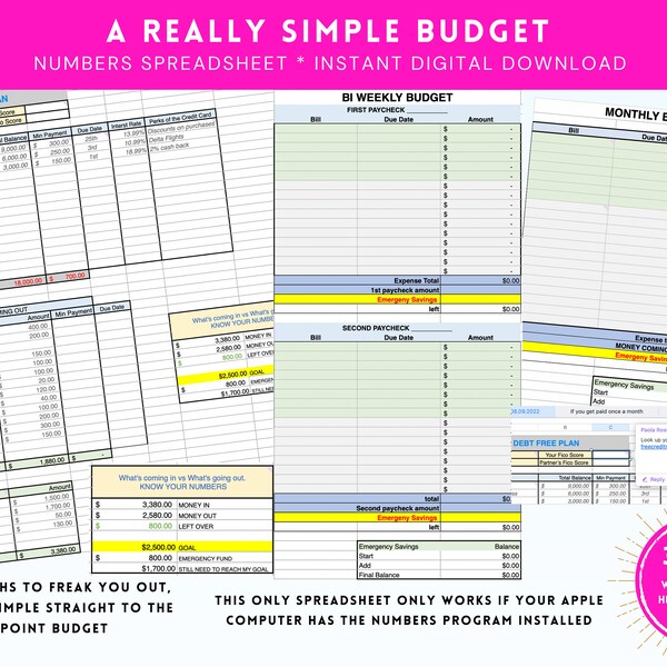 Monthly Budget Template Apple Numbers Etsy