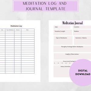 Meditation Log and Journal, Printable - Etsy
