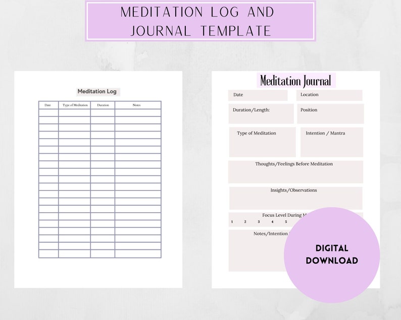 Meditation Log and Journal, Printable - Etsy