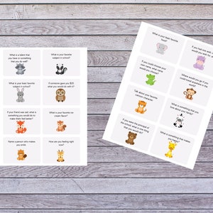 Kids Conversation Cards, Set of 56, Printable, Animal Theme - Etsy