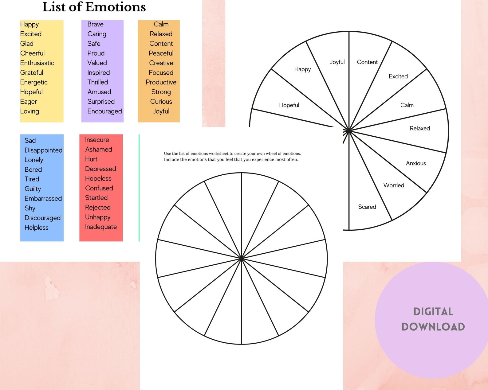 Kids Emotions Worksheets, Printable, Identifying Emotions, Breathing ...