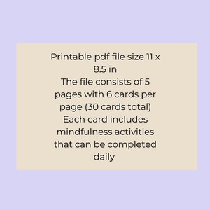 Mindfulness Activity Cards, Printable, Set of 30 - Etsy