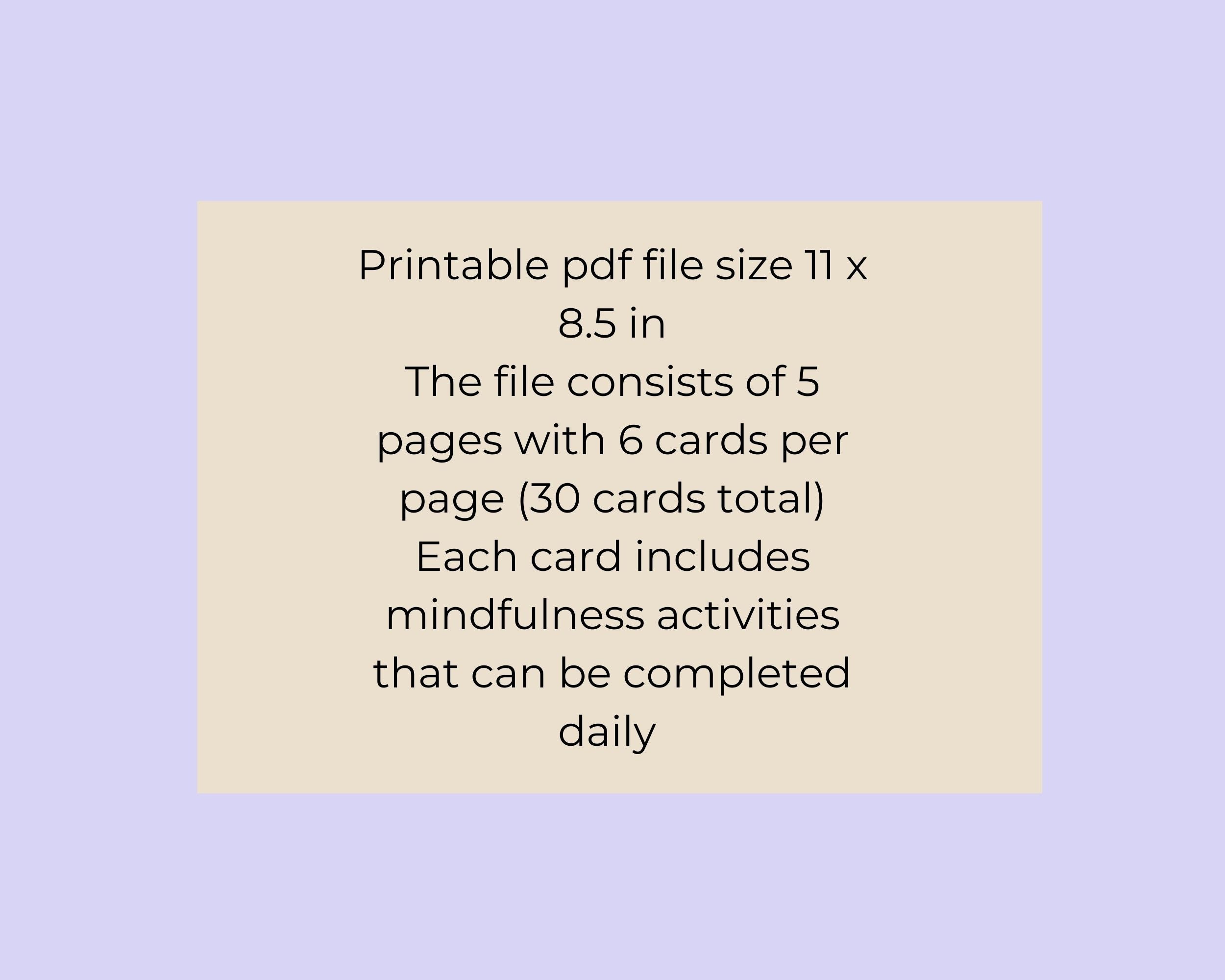 Mindfulness Activity Cards, Printable, Set of 30 - Etsy