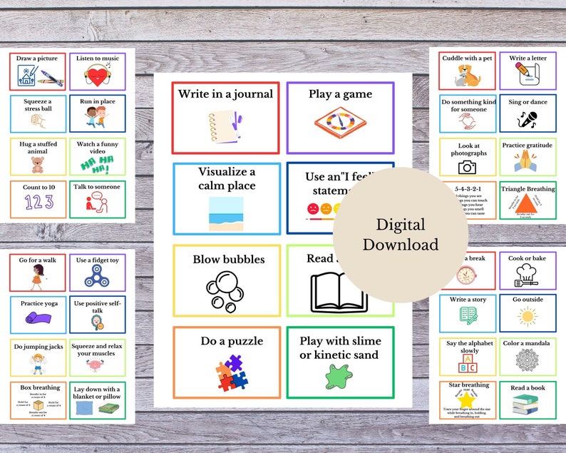 Kids Coping Skills Bundle, Printable, Cards and Worksheets - Etsy