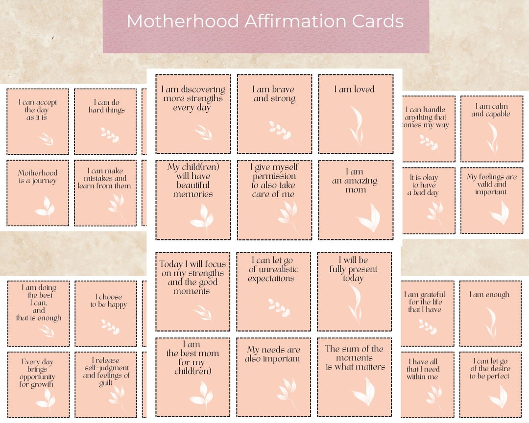 Motherhood Affirmation Cards, Motivational Cards, Printable - Etsy