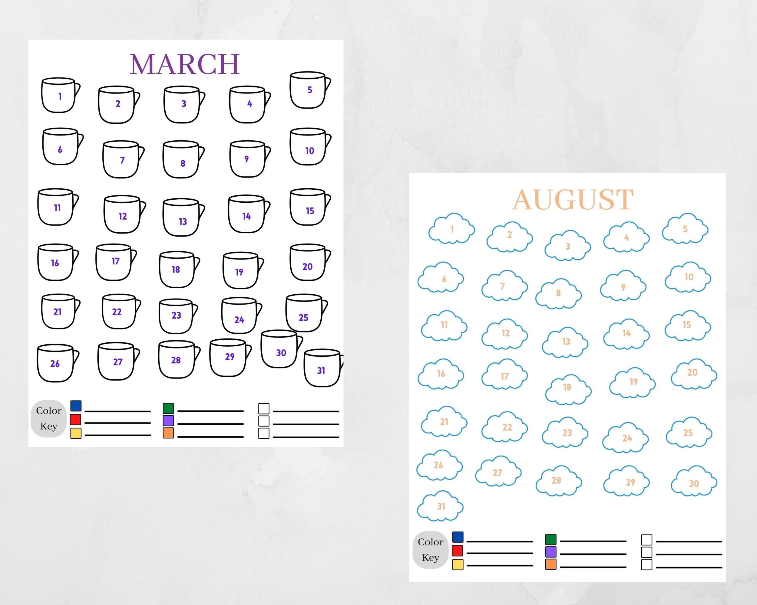 Printable Monthly Habit Tracker, Mood Chart, A4, A5, Customizable ...