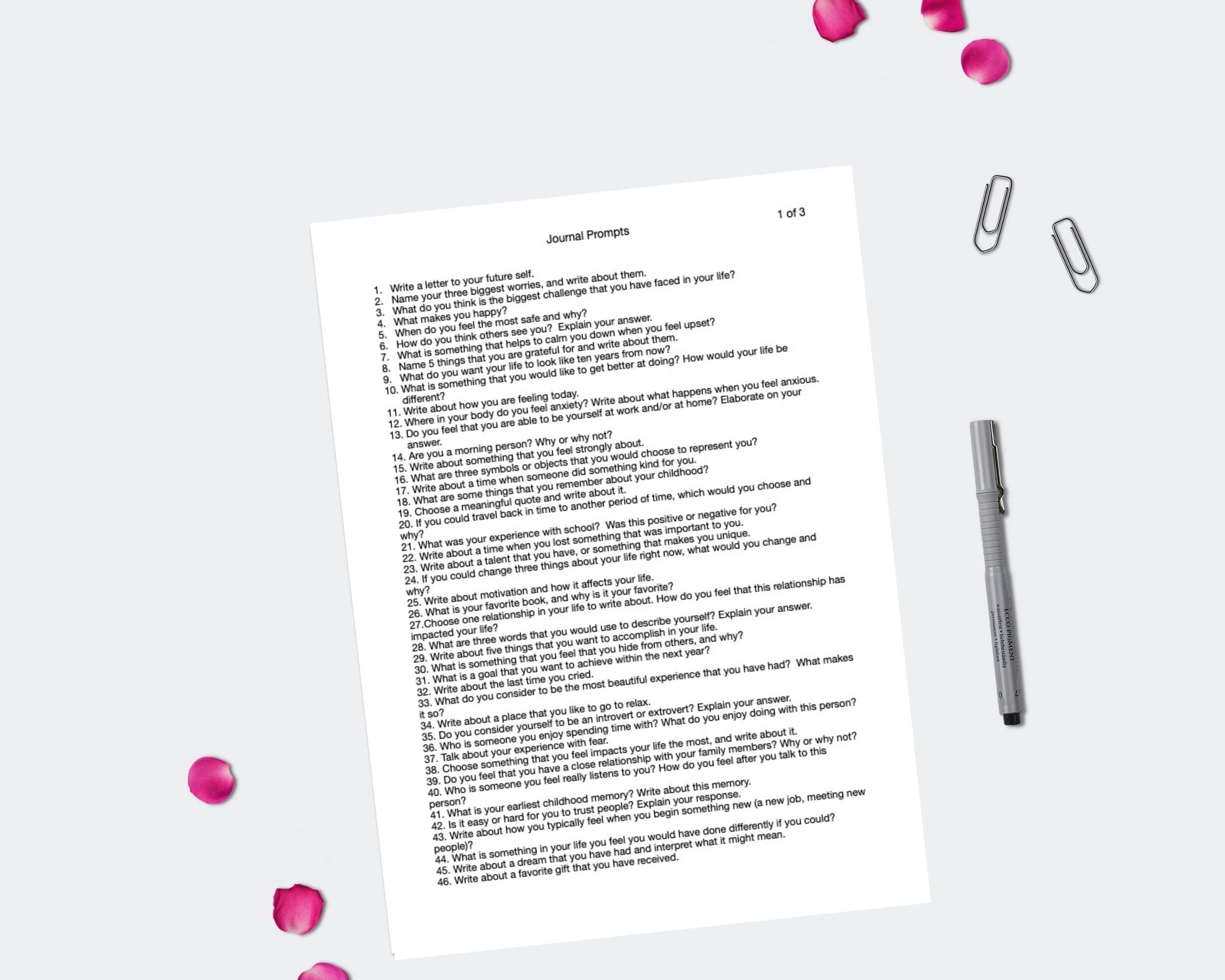 Journal Prompts, List of 100, Deep Topics, Printable - Etsy