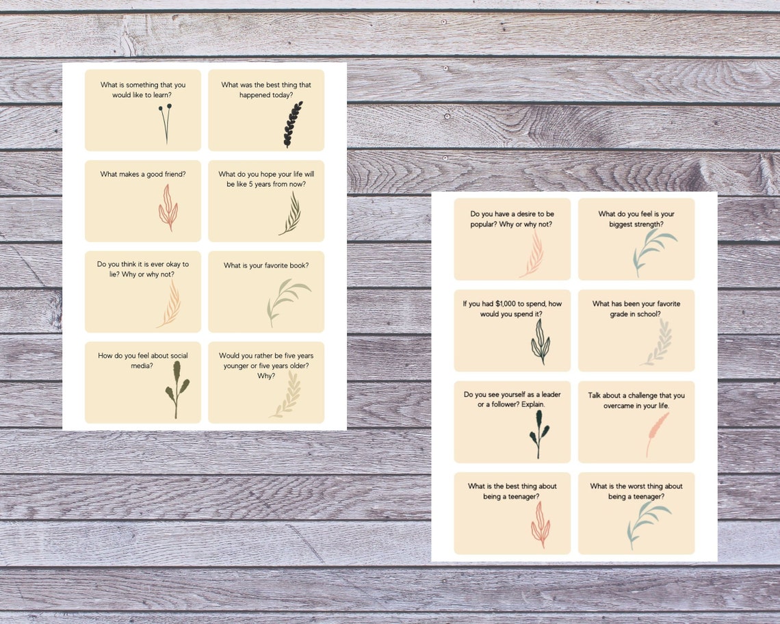 Printable Conversation Cards for Teens, Icebreakers, Set of 48 - Etsy