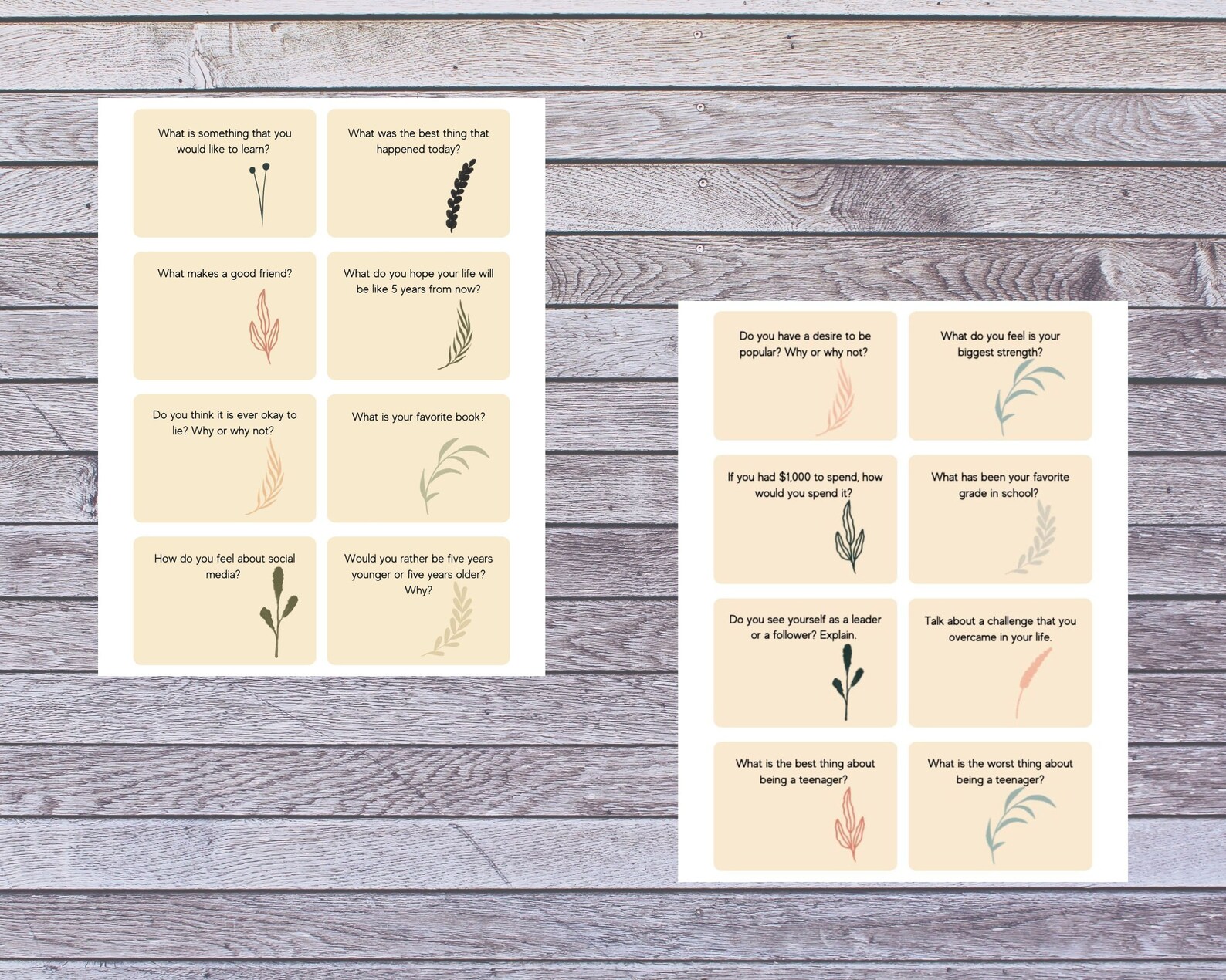 Printable Conversation Cards for Teens, Icebreakers, Set of 48 - Etsy