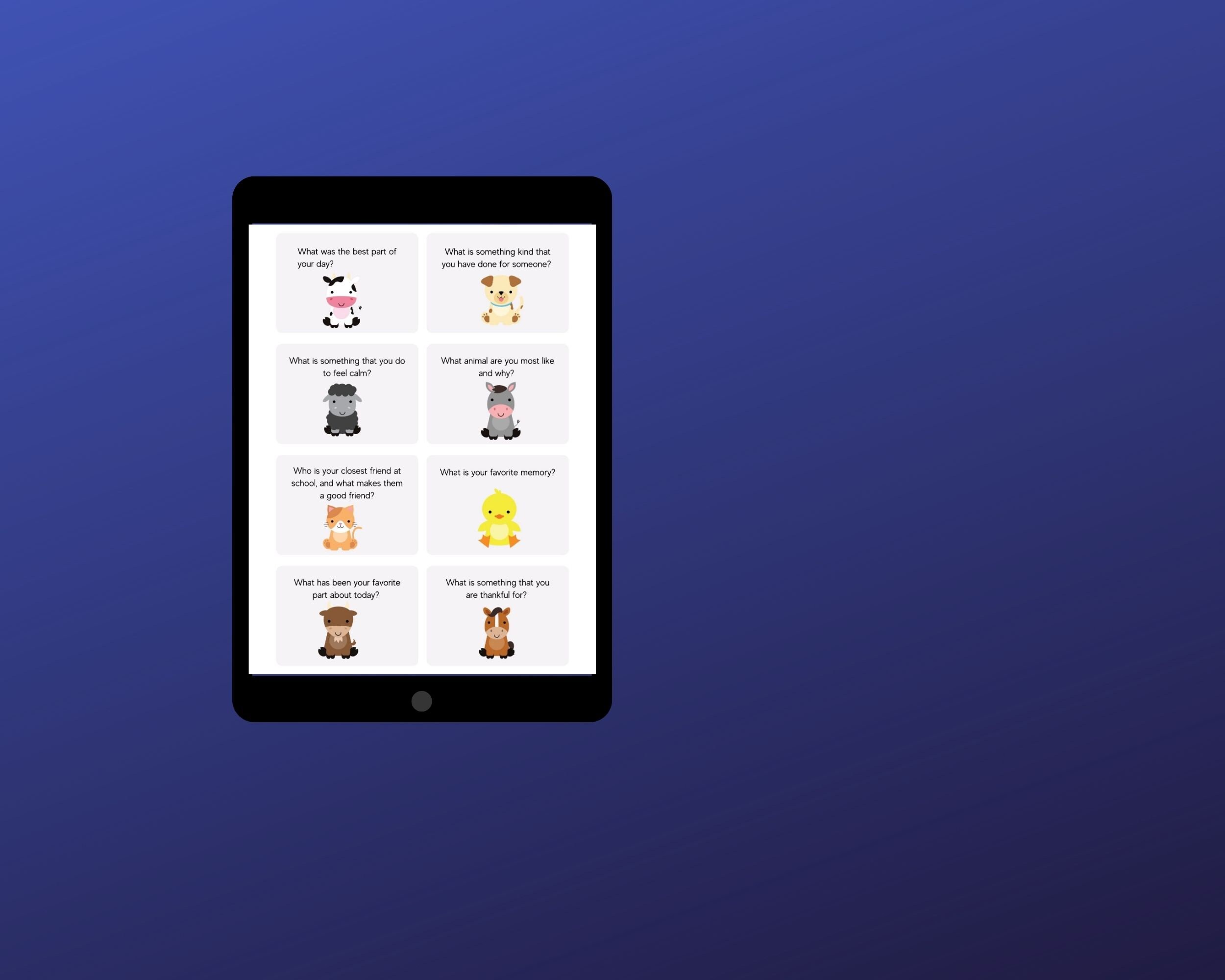 Kids Conversation Cards, Set of 56, Printable, Animal Theme - Etsy