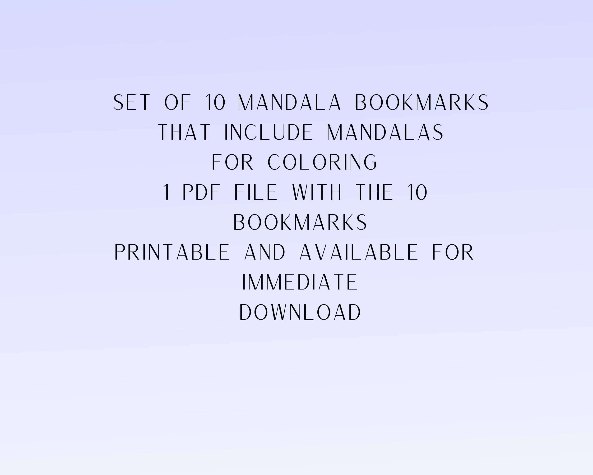 Mandala Bookmarks, Printable, Set of 10, Coloring, Mindfulness - Etsy