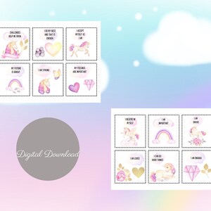 Kids Affirmation Cards, Printable, Unicorn Theme, Set of 30 - Etsy
