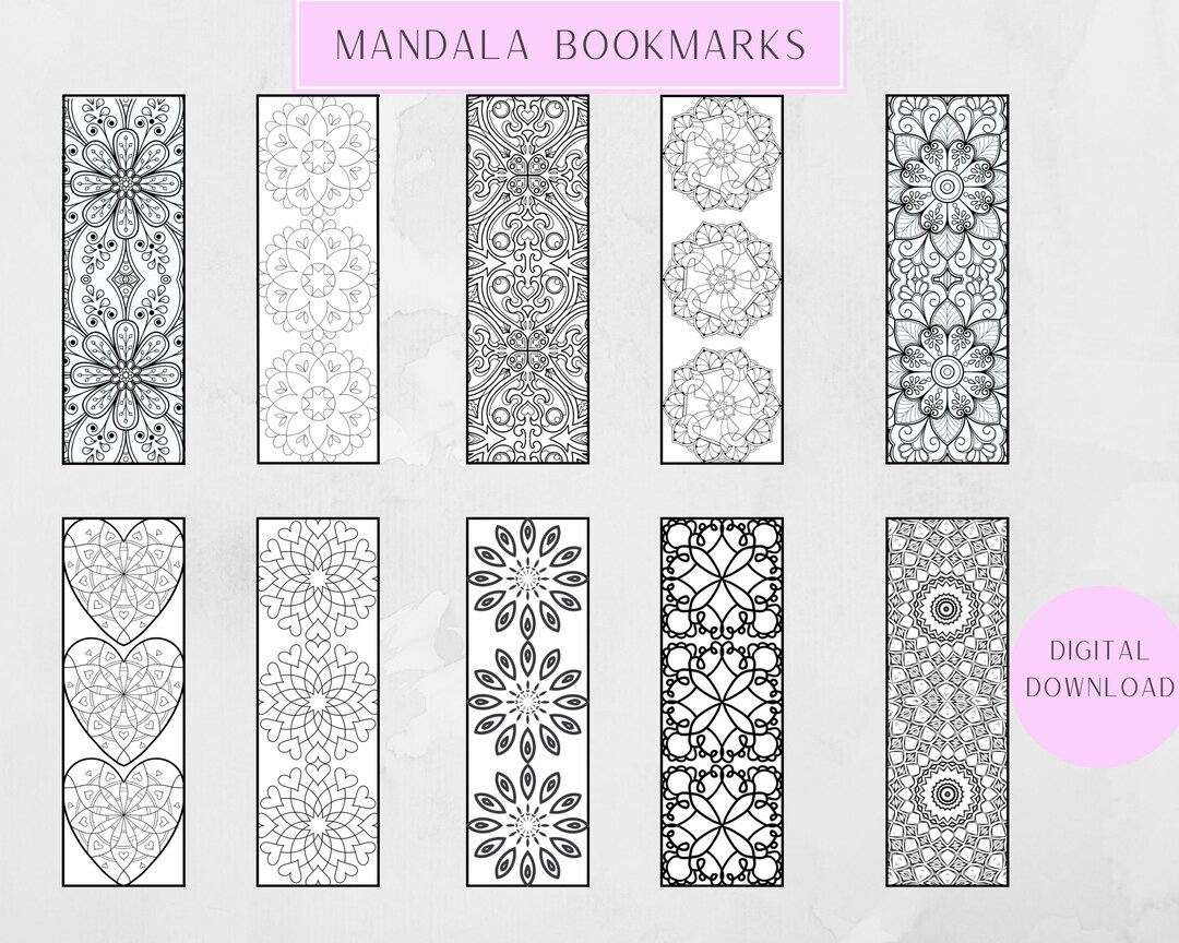 Mandala Bookmarks, Printable, Set of 10, Coloring, Mindfulness - Etsy