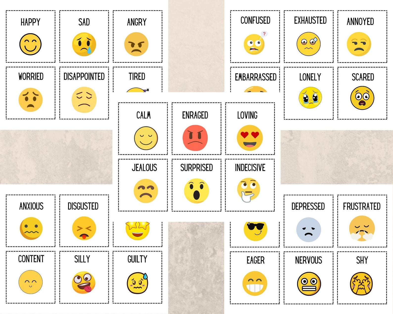 Printable Emotion Flashcards for Kids and Teens, Icebreaker, Set of 30 ...
