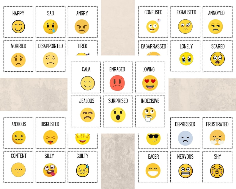Printable Emotion Flashcards for Kids and Teens, Icebreaker, Set of 30 ...