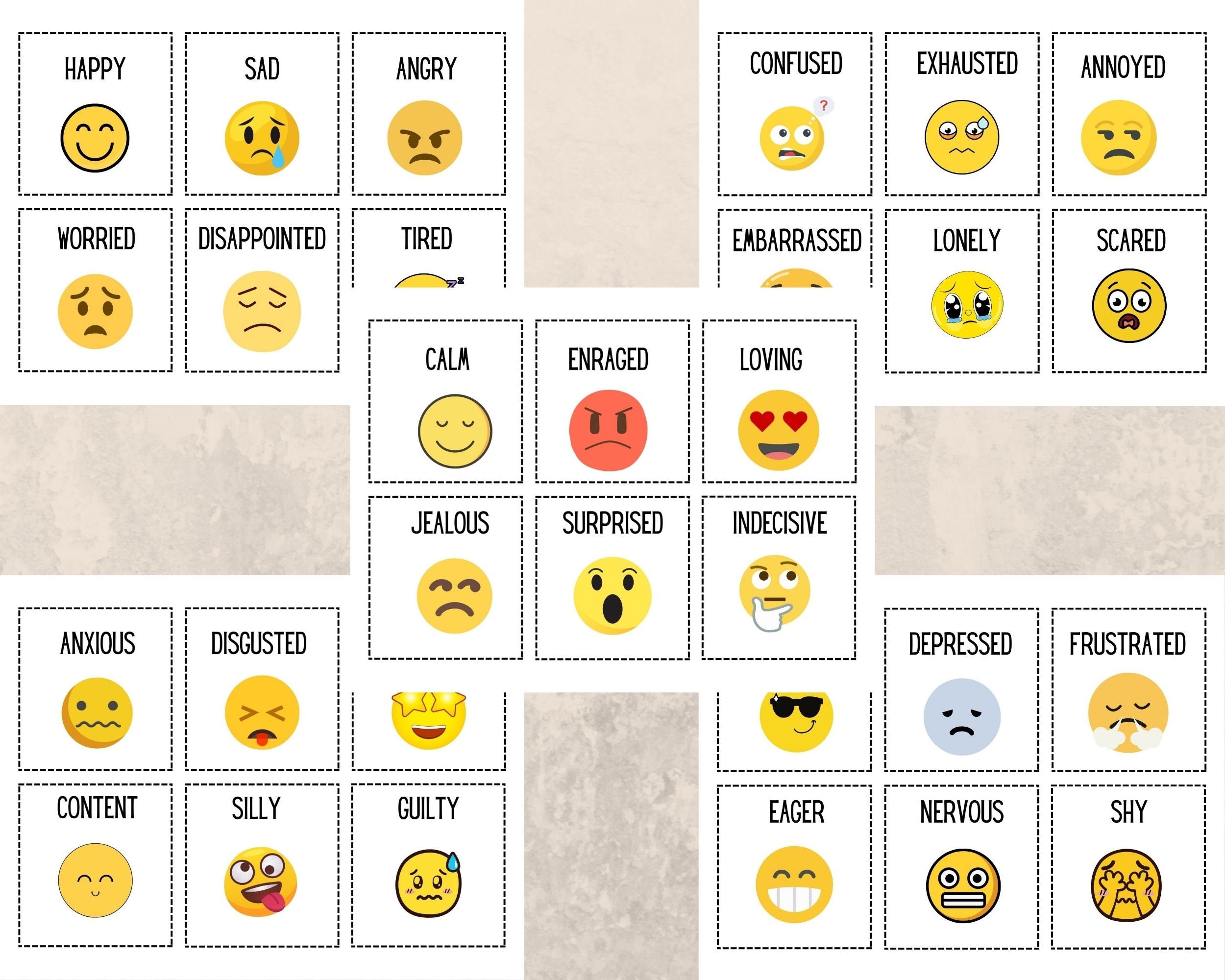 Printable Emotion Flashcards for Kids and Teens, Icebreaker, Set of 30 ...