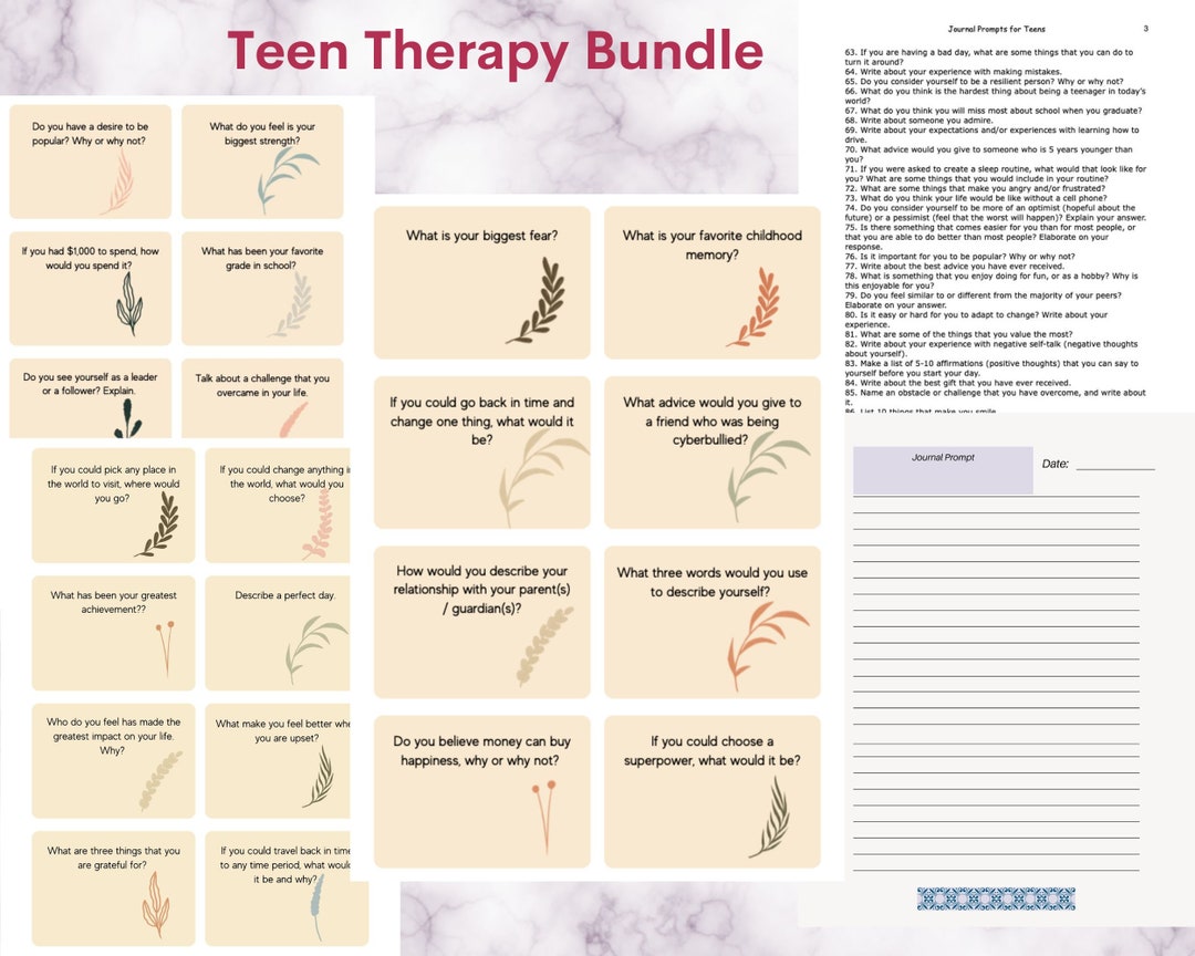 Printable Bundle of Teen Conversation Starter Cards and Journal Prompts ...