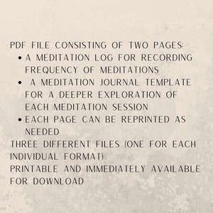 Meditation Log and Journal, Printable - Etsy