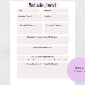 Meditation Log and Journal, Printable - Etsy