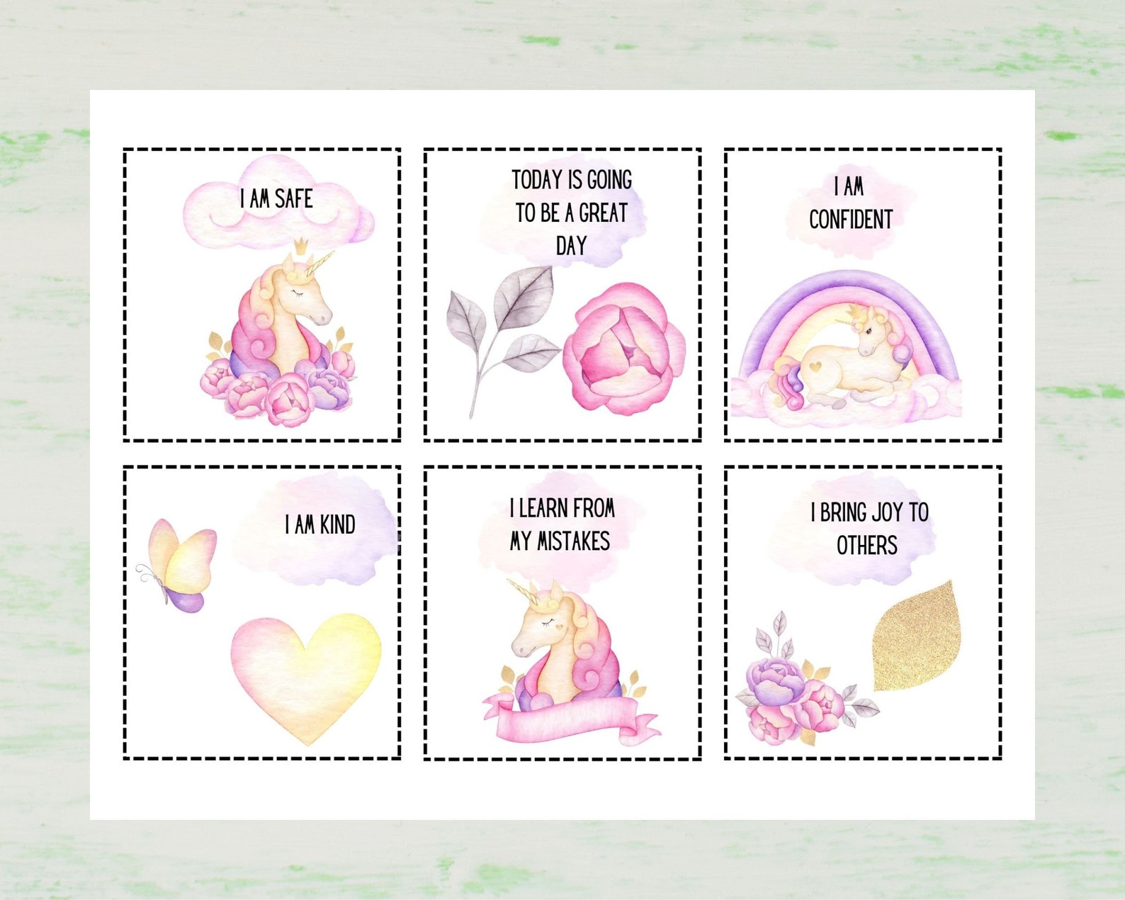 Kids Affirmation Cards, Printable, Unicorn Theme, Set of 30 - Etsy