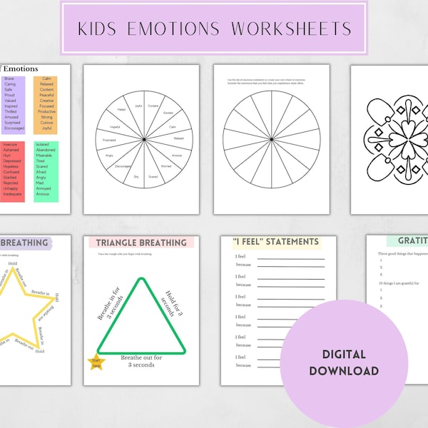 Kids Breathing Worksheets - Etsy