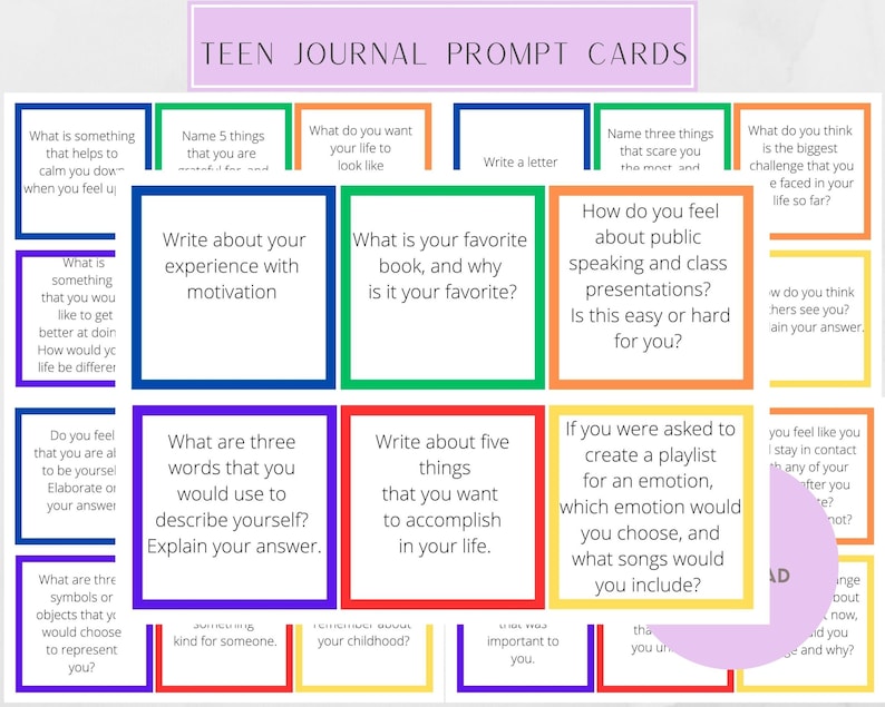 Teens Journal Prompt Cards: Self-reflection, Exploration (printable) - Etsy