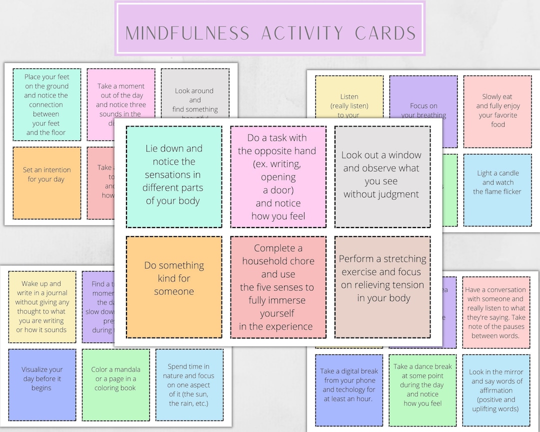 Mindfulness Activity Cards, Printable, Set of 30 - Etsy