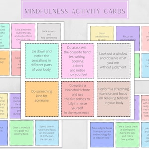 Mindfulness Activity Cards, Printable, Set of 30 - Etsy
